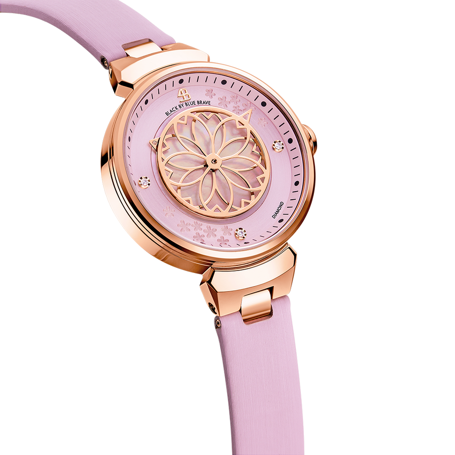 Cherry Blossom Watch | Sakura Petal Hand Rose Gold Bracelet Watch | 4B