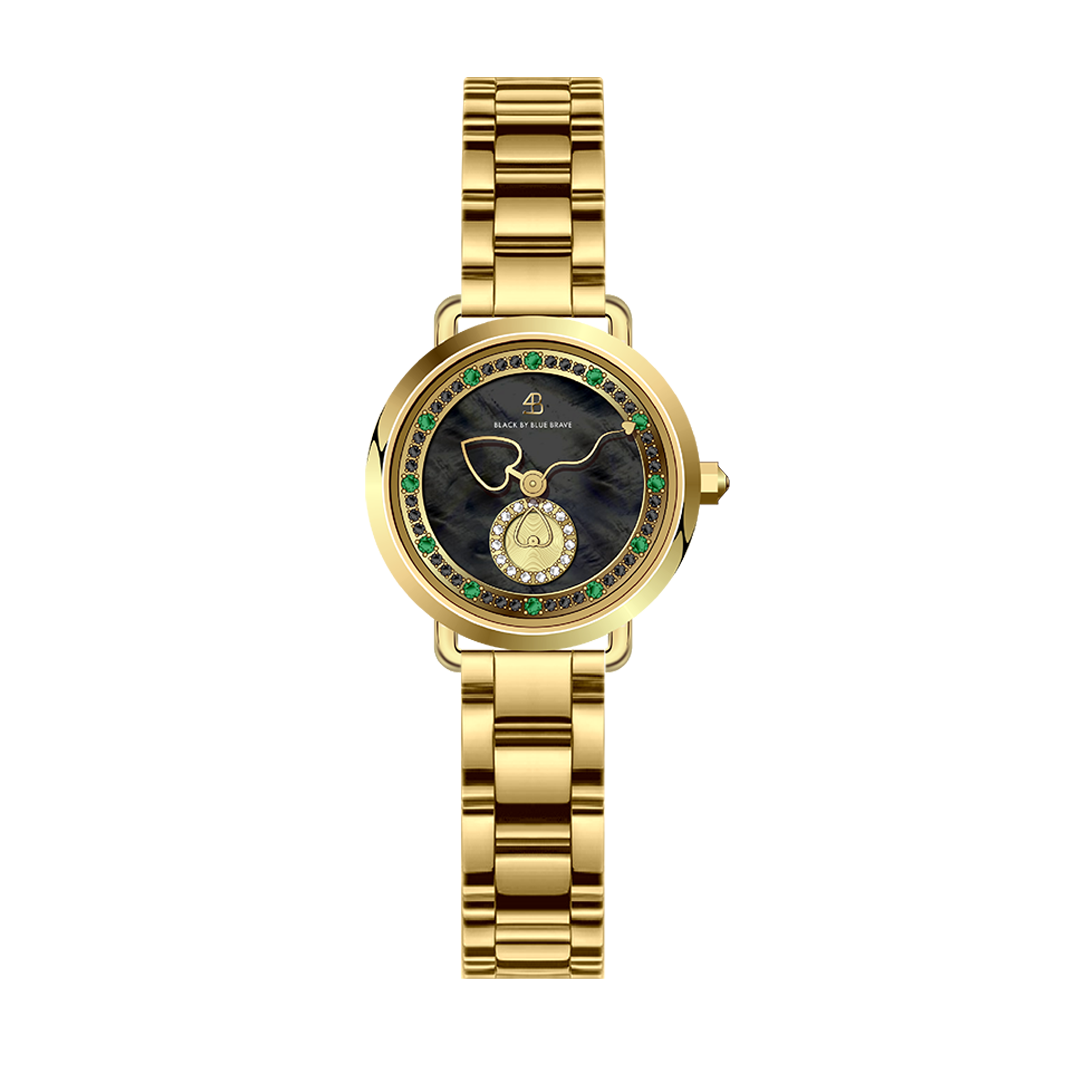 Cupid Watch - Black Heart Shaped Hands Women's Watch